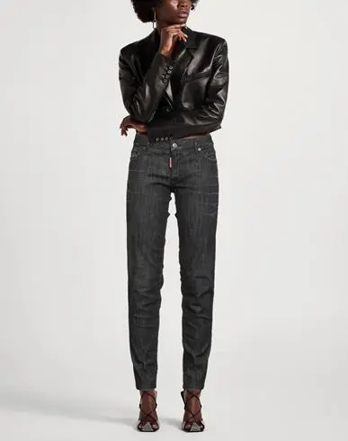 Dsquared2 Jeans In Cotton, Elastane, And Calfskin - Black