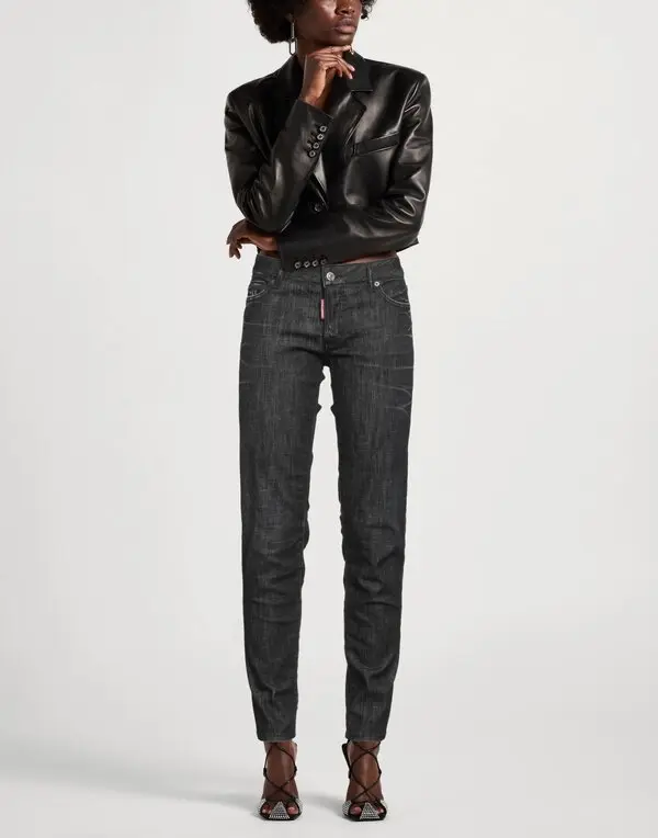 Dsquared2 Jeans In Cotton, Elastane, And Calfskin - Black