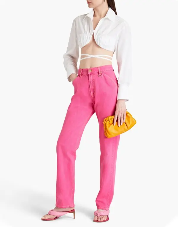 Jacquemus Le Splash Cropped Poplin Shirt - White
