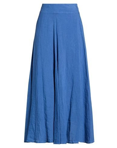 120% Lino Maxi Linen Flared Skirt - Blue