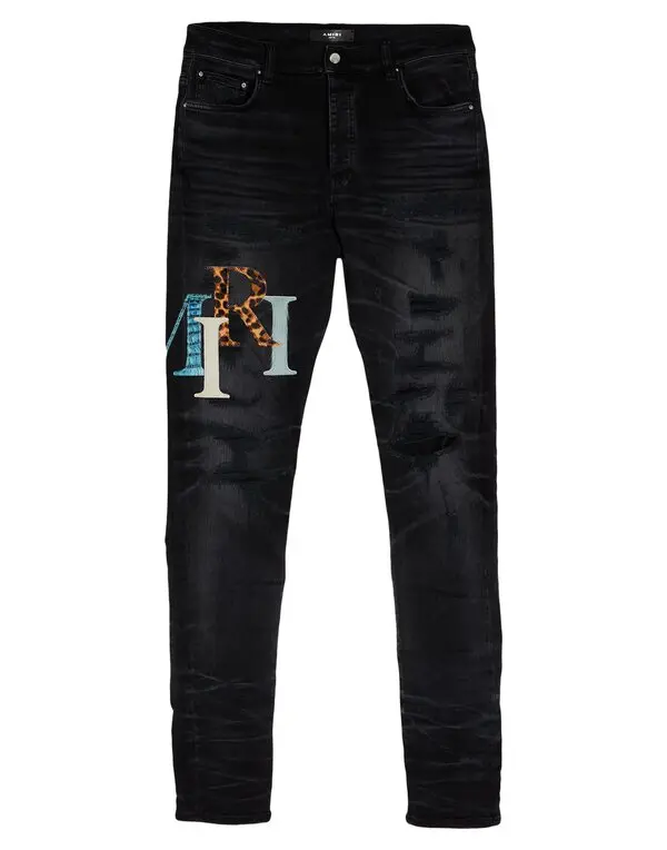 Amiri Skinny Jeans With Leather Trims