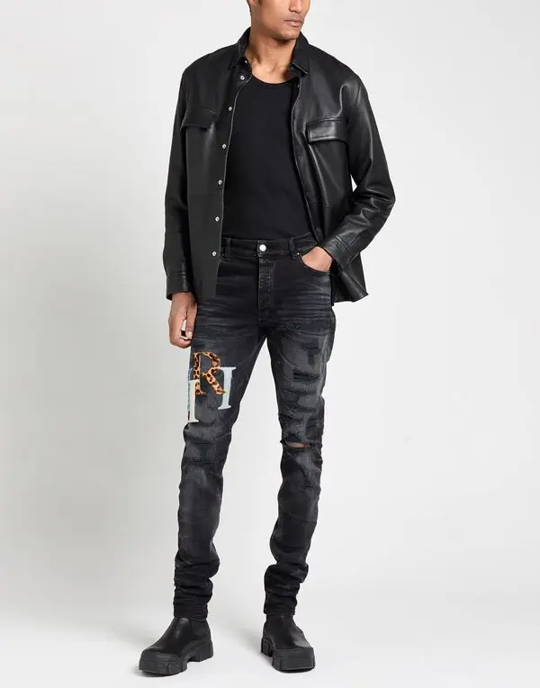 Amiri Skinny Jeans With Leather Trims