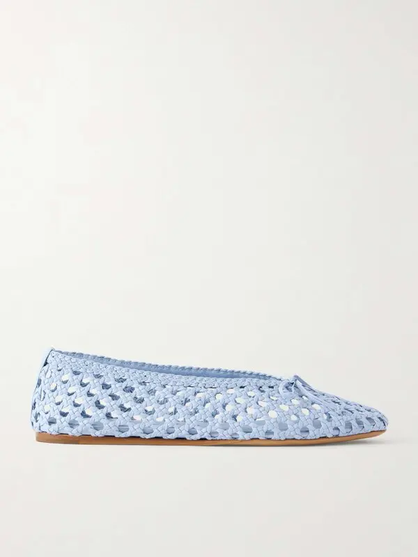 Le Monde Beryl Woven Leather Ballet Flats - Sky Blue