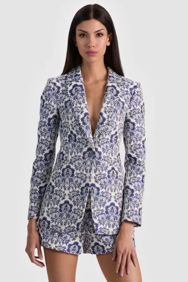Alice + Olivia Breann Printed Blazer - Blue