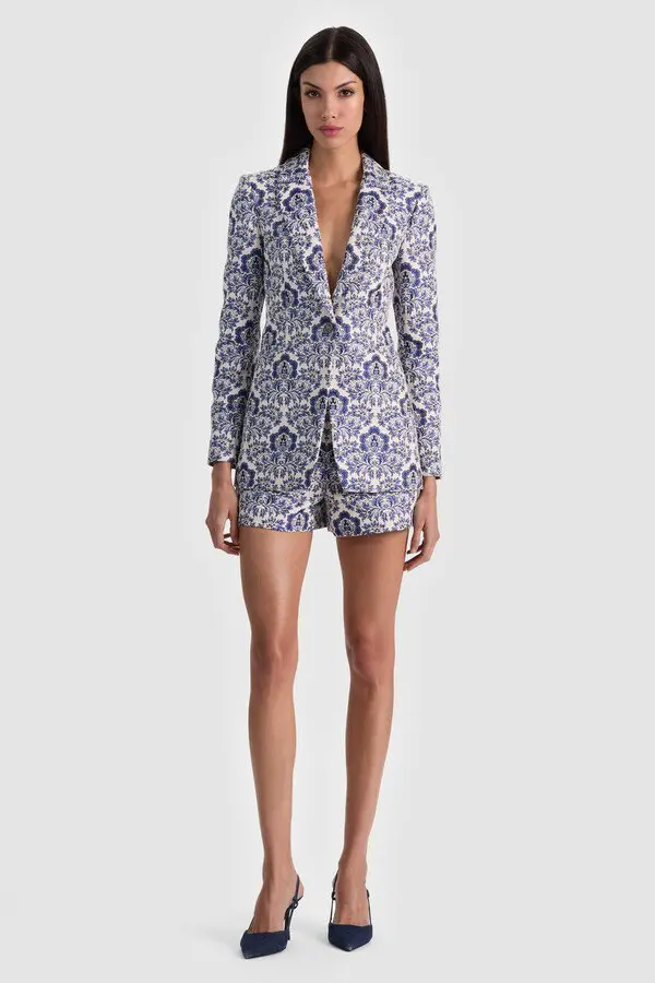 Alice + Olivia Breann Printed Blazer - Blue