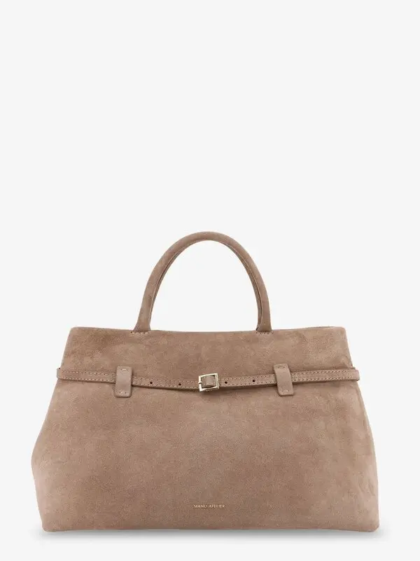 Manu Atelier Le Cambon 35 Suede Shoulder Bag - Grey