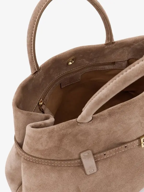 Manu Atelier Le Cambon 35 Suede Shoulder Bag - Grey