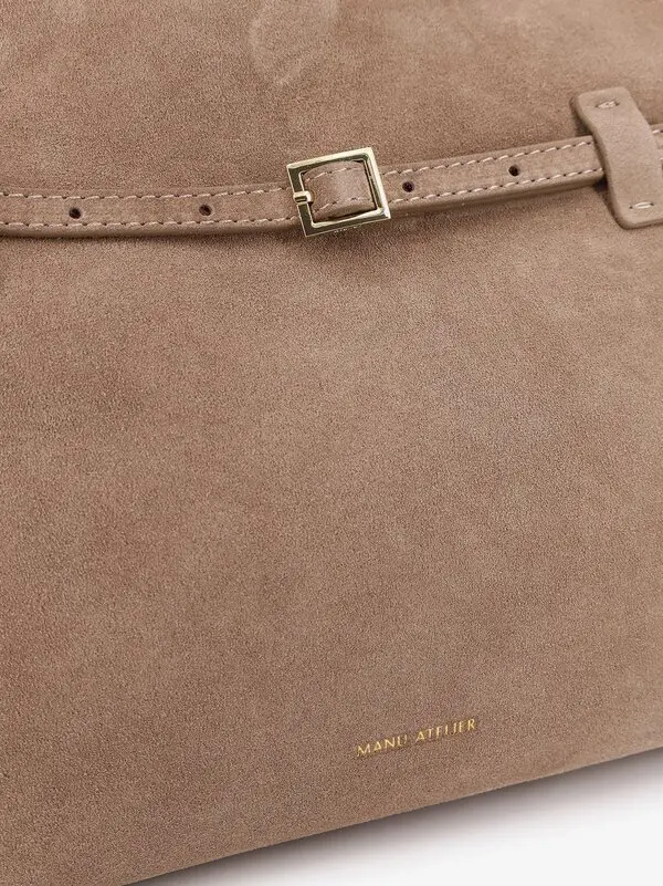 Manu Atelier Le Cambon 35 Suede Shoulder Bag - Grey