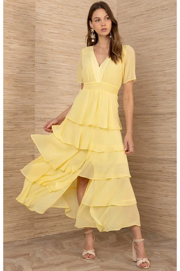 Hale Bob Imogene Solid Maxi Dress - Yellow
