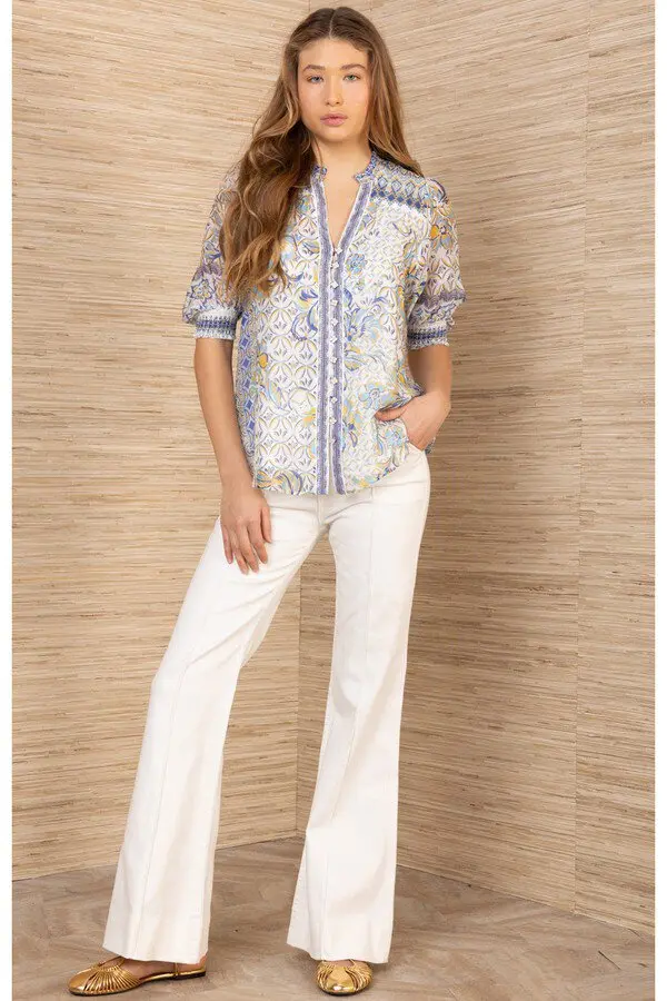 Hale Bob Maddie Chiffon Top - Blue