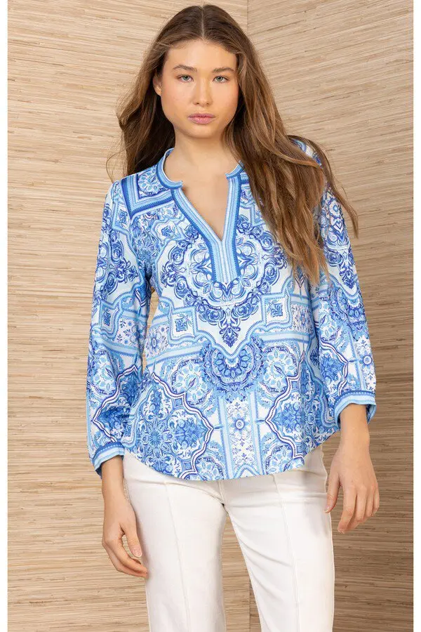 Hale Bob Callahan Matte Jersey Top - Blue