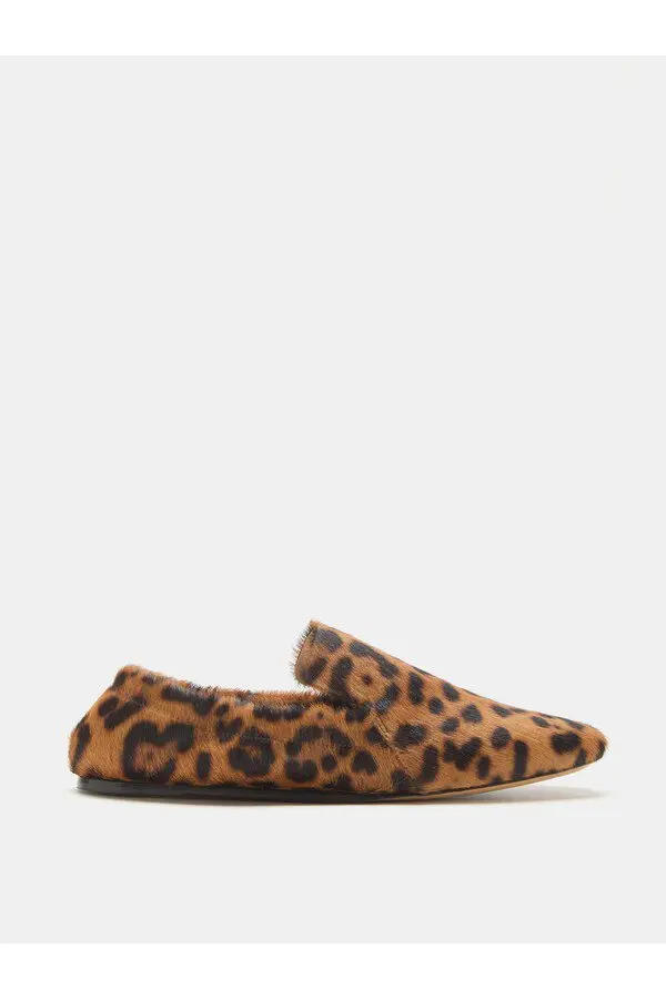 Le Monde Beryl Orlando Leopard Calf Hair Moccasins - Natural