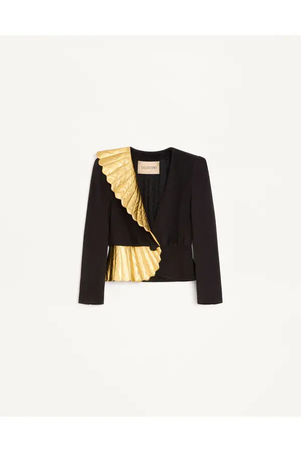 Valentino Garavani Suede Jacket With Laminated Lapels - Black