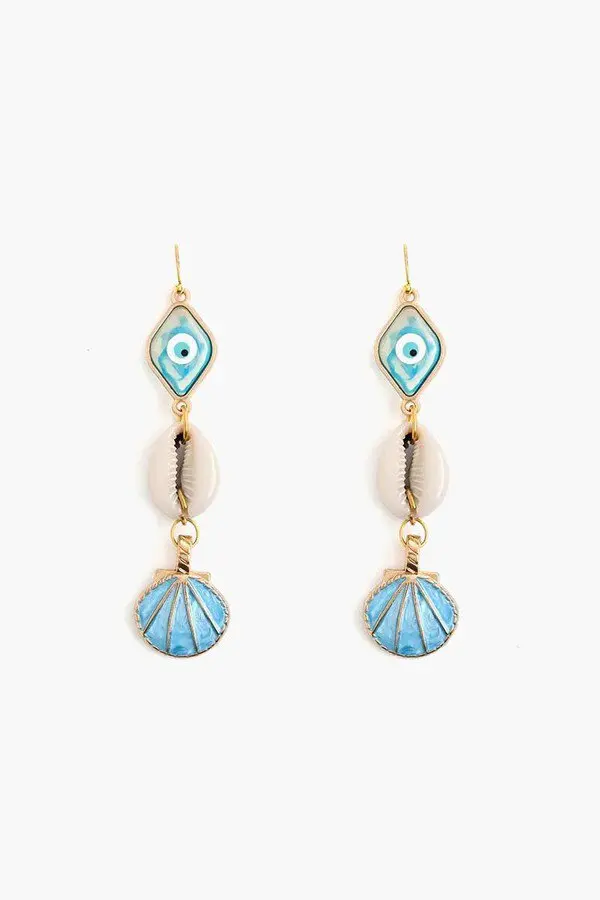 Yumi Kim Evil Eye Charm Earrings - Aqua