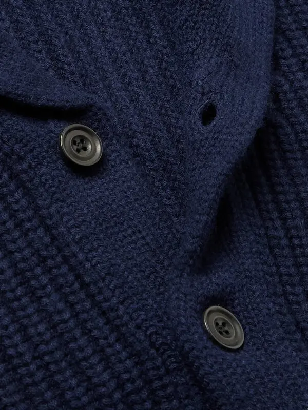 Hartford Shawl-collar Ribbed Wool Cardigan - Blue
