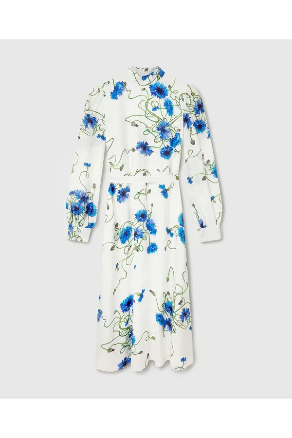 Stella McCartney Floral Print High Neck Dress - Blue