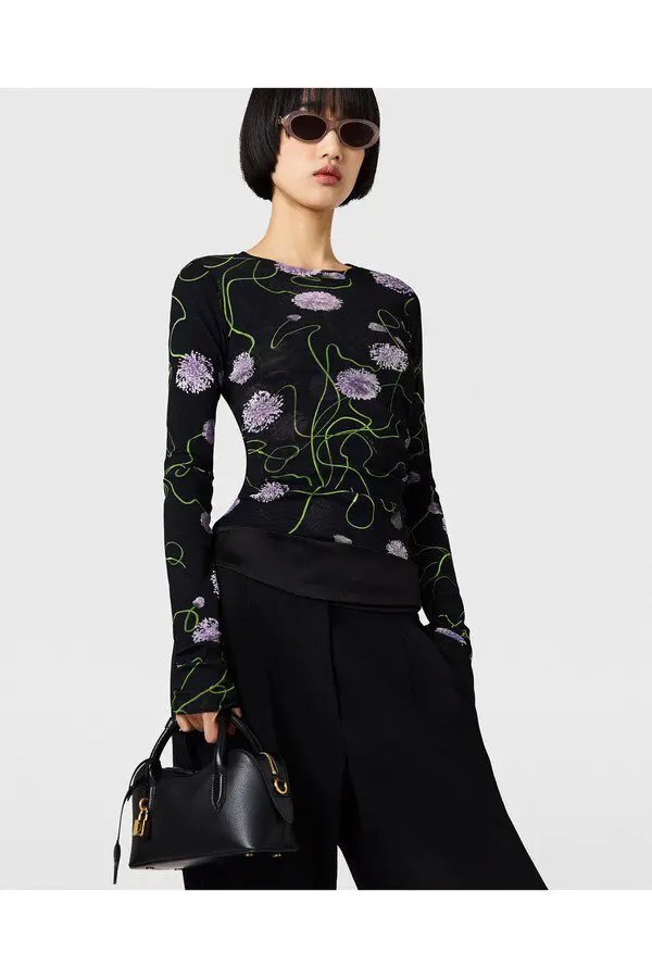Stella McCartney Mesh Twisted Floral Top