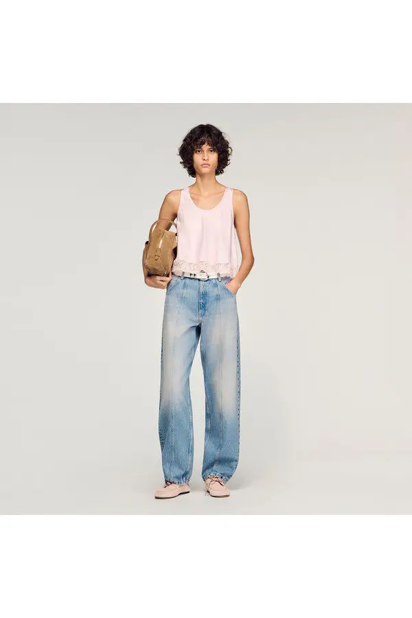 Sandro Faded Barrel Jeans - Blue