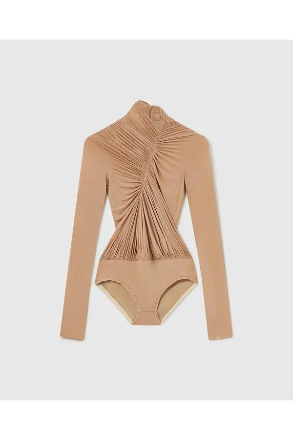Stella McCartney Crepe Jersey Draped Bodysuit - Brown
