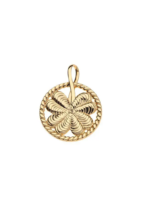 JANE WIN Lucky Clover Cutout Pendant Coin - Gold