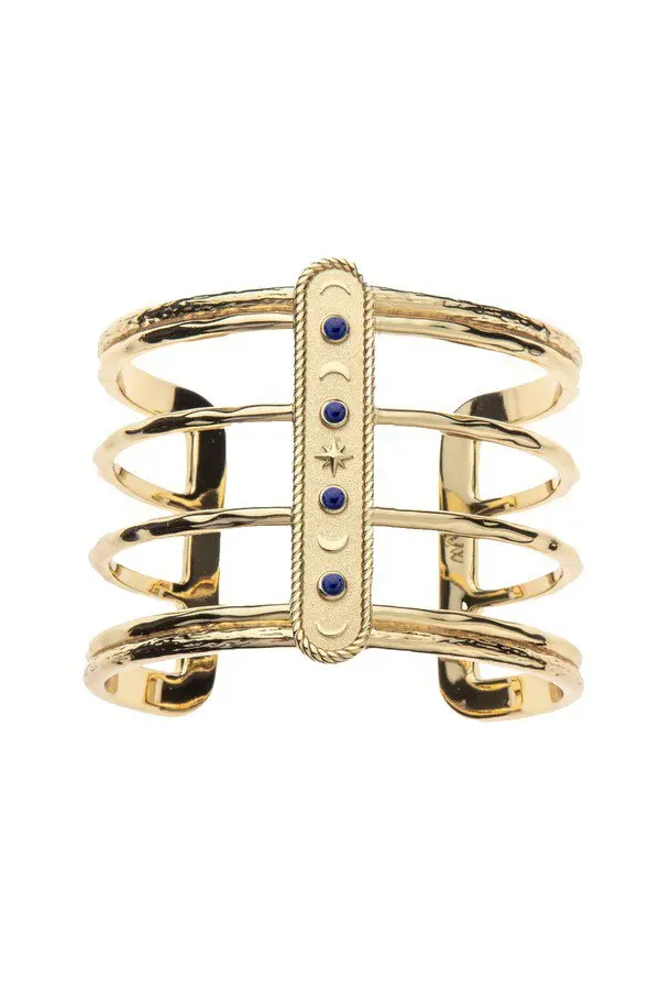 JANE WIN Forever Eclipse Cuff With Lapis Stone - Gold