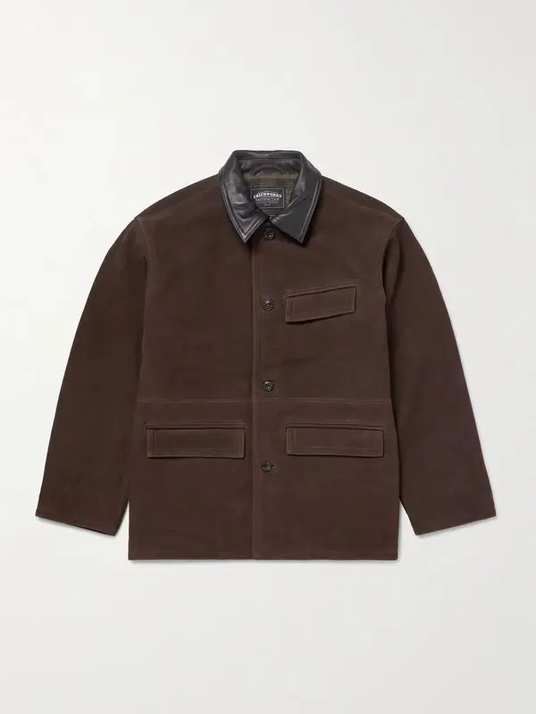 FRIZMWORKS Leather-trimmed Suede Jacket
