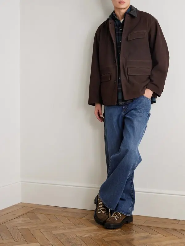 FRIZMWORKS Leather-trimmed Suede Jacket