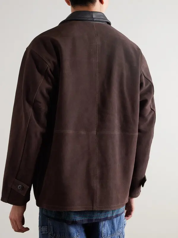 FRIZMWORKS Leather-trimmed Suede Jacket
