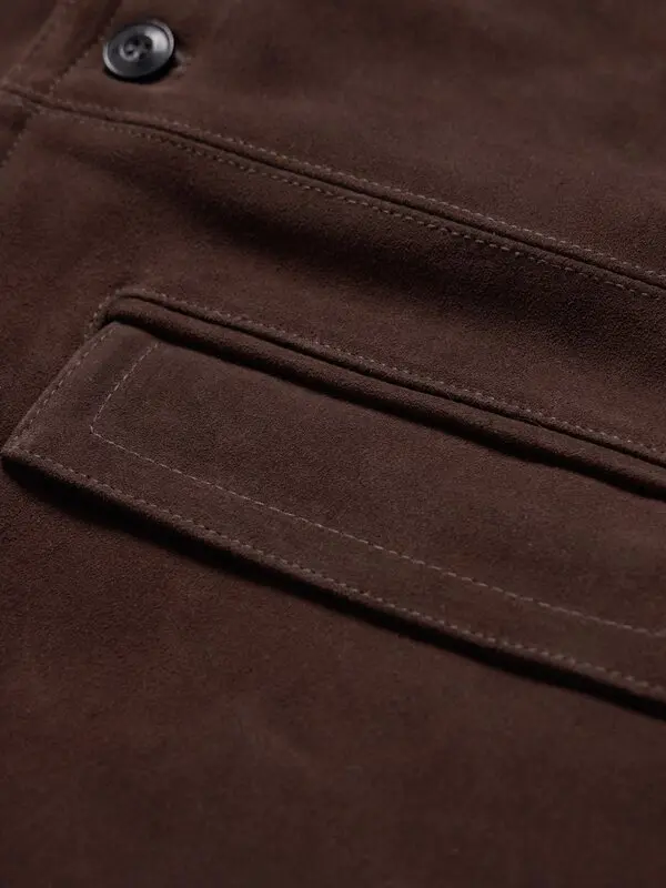FRIZMWORKS Leather-trimmed Suede Jacket