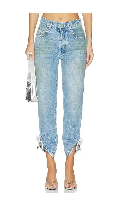AREA Crystal Knot Jean - Medium Blue