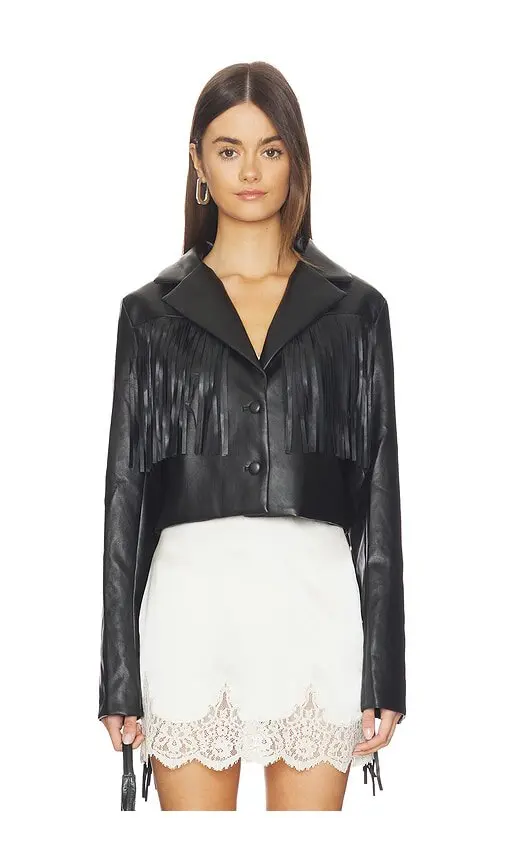 MORE TO COME Faux Leather Cropped Jacket