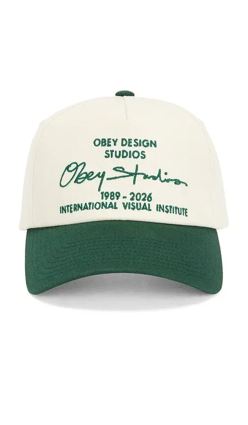 Obey Design Studio 5 Panel Strapback Cap - Spruce Multi