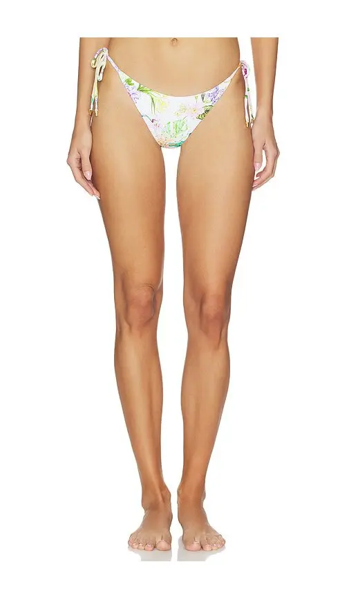 PQ Embroidered Tie Side Bikini Bottom - Paradise Bloom