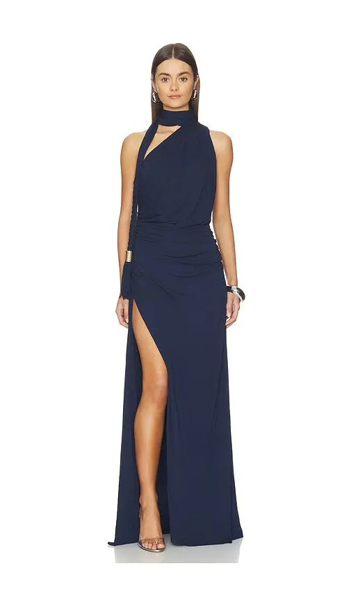 Simkhai Moira Draped Jersey Gown - Midnight
