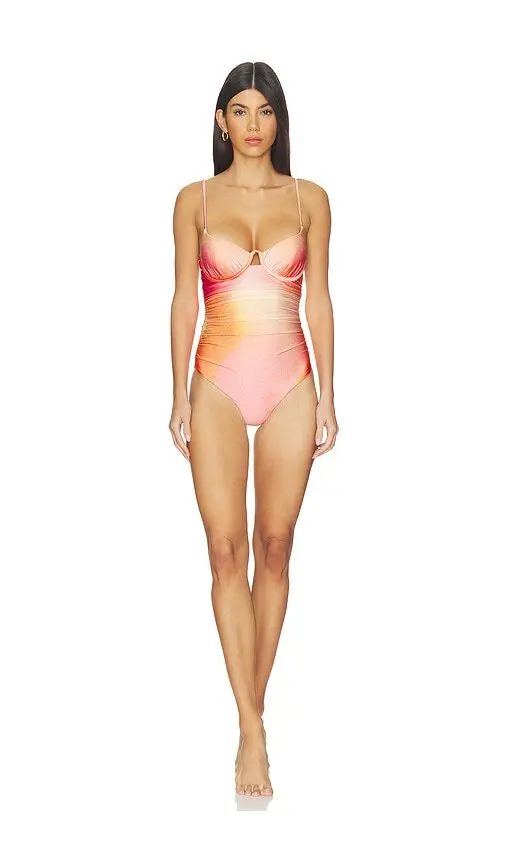Simkhai Laine Ruched One-piece Swimsuit - Golden Hour Sunset
