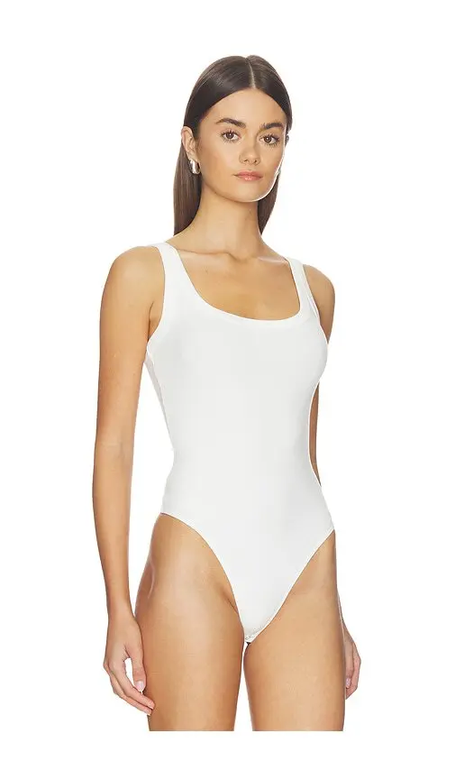 Good American Ribbed Tank Bodysuit - Chalk