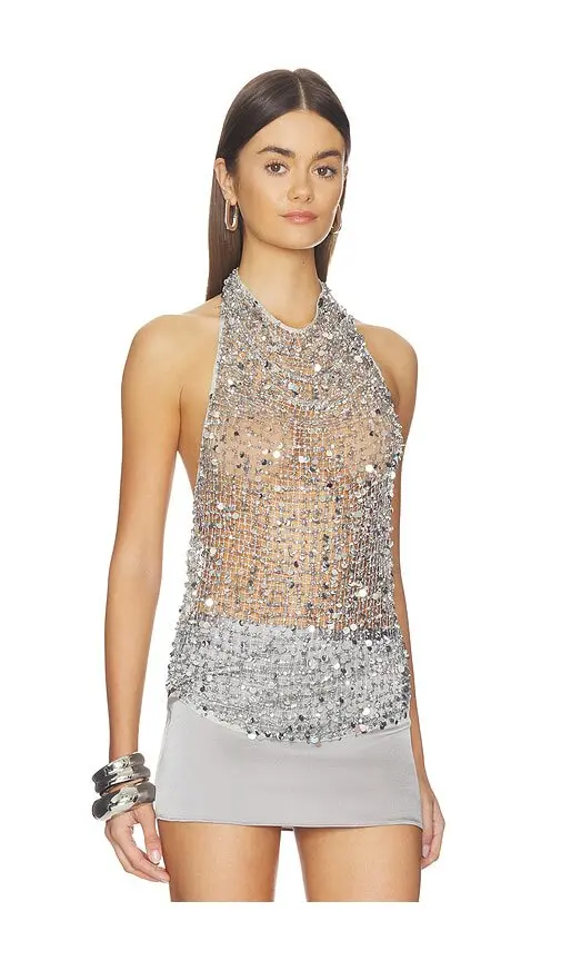 Lapointe Sequin Halter Neck Top