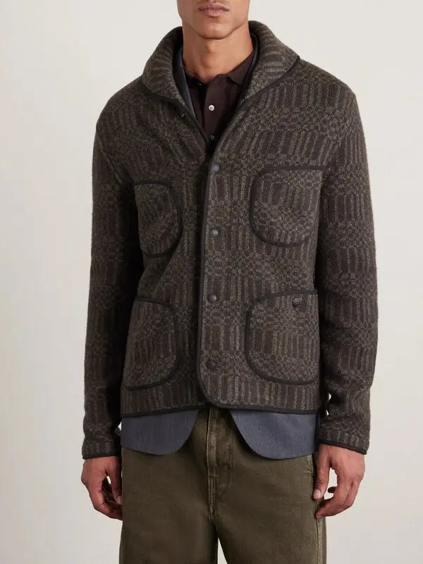 Ralph Lauren Shawl-collar Jacquard-knit Wool And Cashmere-blend Cardigan