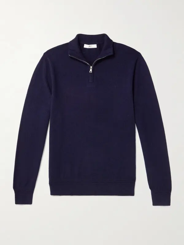 Mr P. James Cashmere Half-zip Sweater - Blue