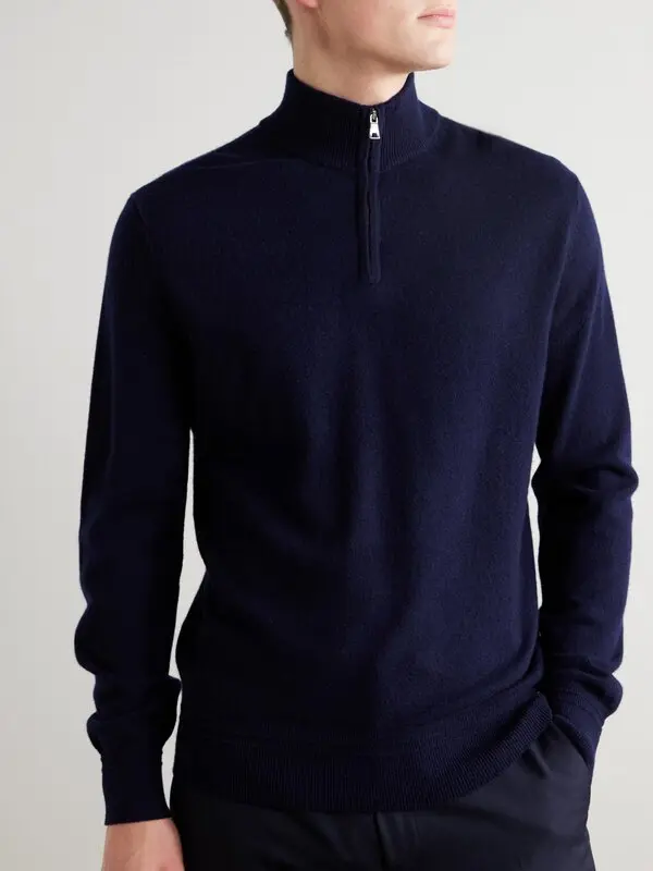 Mr P. James Cashmere Half-zip Sweater - Blue