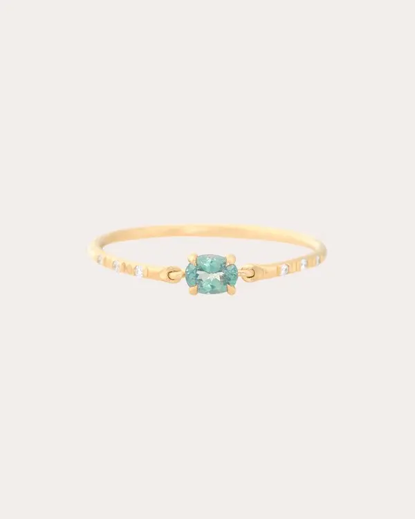 YI COLLECTION Alexandrite & Diamond Petite Circle Ring - Blue