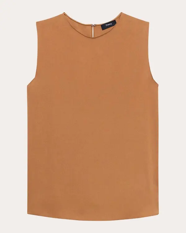 Theory Silk Georgette Shell Top - Brown