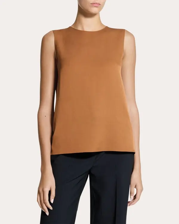 Theory Silk Georgette Shell Top - Brown