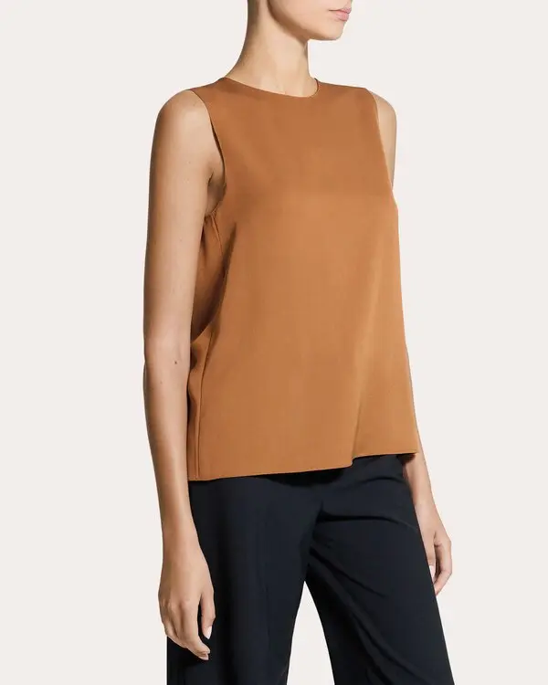 Theory Silk Georgette Shell Top - Brown