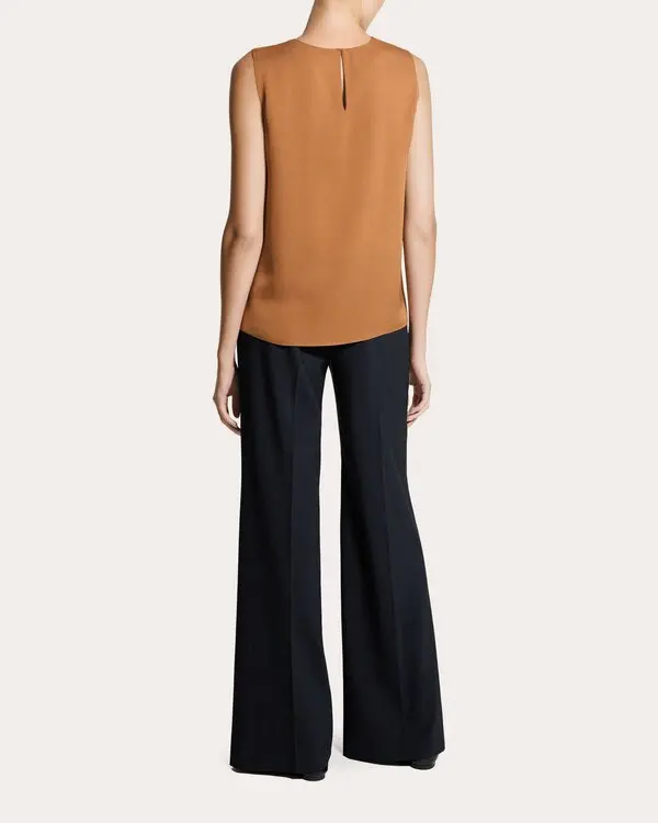 Theory Silk Georgette Shell Top - Brown
