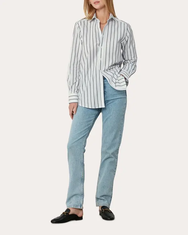 WITH NOTHING UNDERNEATH Boyfriend Stripe Organic Poplin Shirt