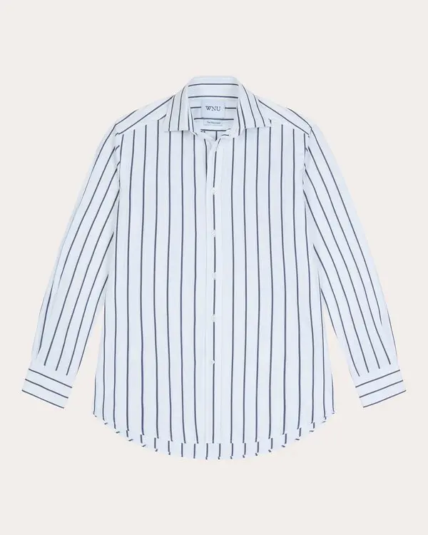 WITH NOTHING UNDERNEATH Boyfriend Stripe Organic Poplin Shirt