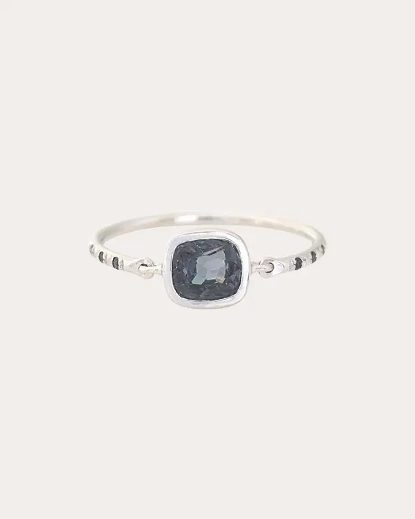YI COLLECTION Spinel And Diamond Petite Circle Ring - Black