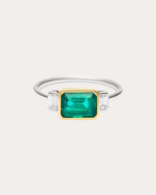 YI COLLECTION Emerald & Diamond Forever Ring - Green