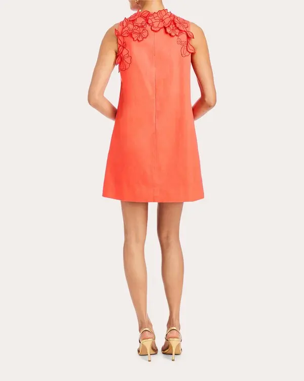 Mestiza New York Juniper Floral Appliqué Cotton Sateen Shift Dress